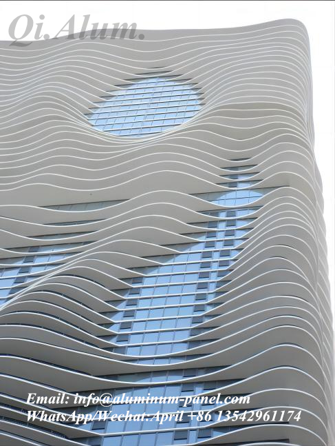 Arc-shaped aluminum 3D panel facade wall cladding